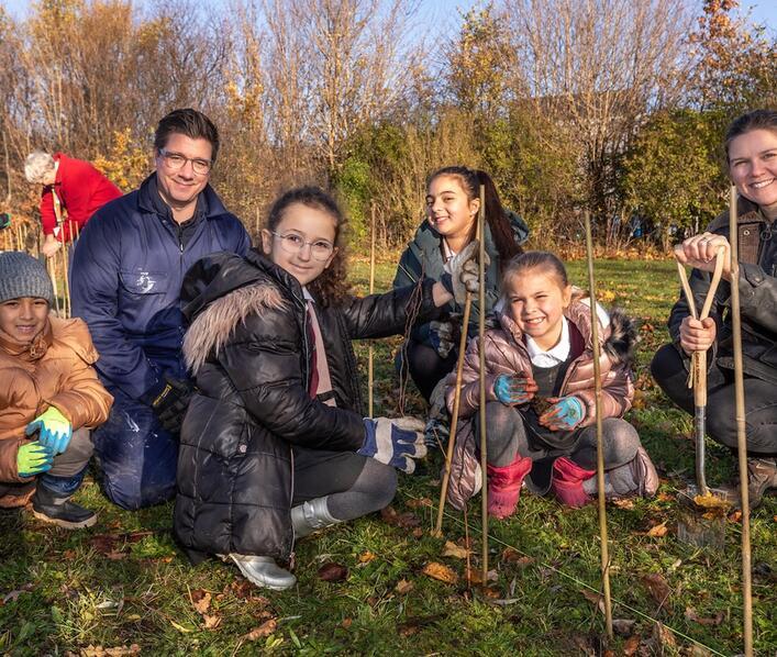 Children help plant trees to support local charity | Alconbury Weald Children help plant trees to support local charity | Alconbury Weald